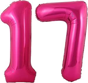 Amazon.com: 40 Inch Hot Pink 17 Number Balloons Giant Jumbo Huge 17 ...