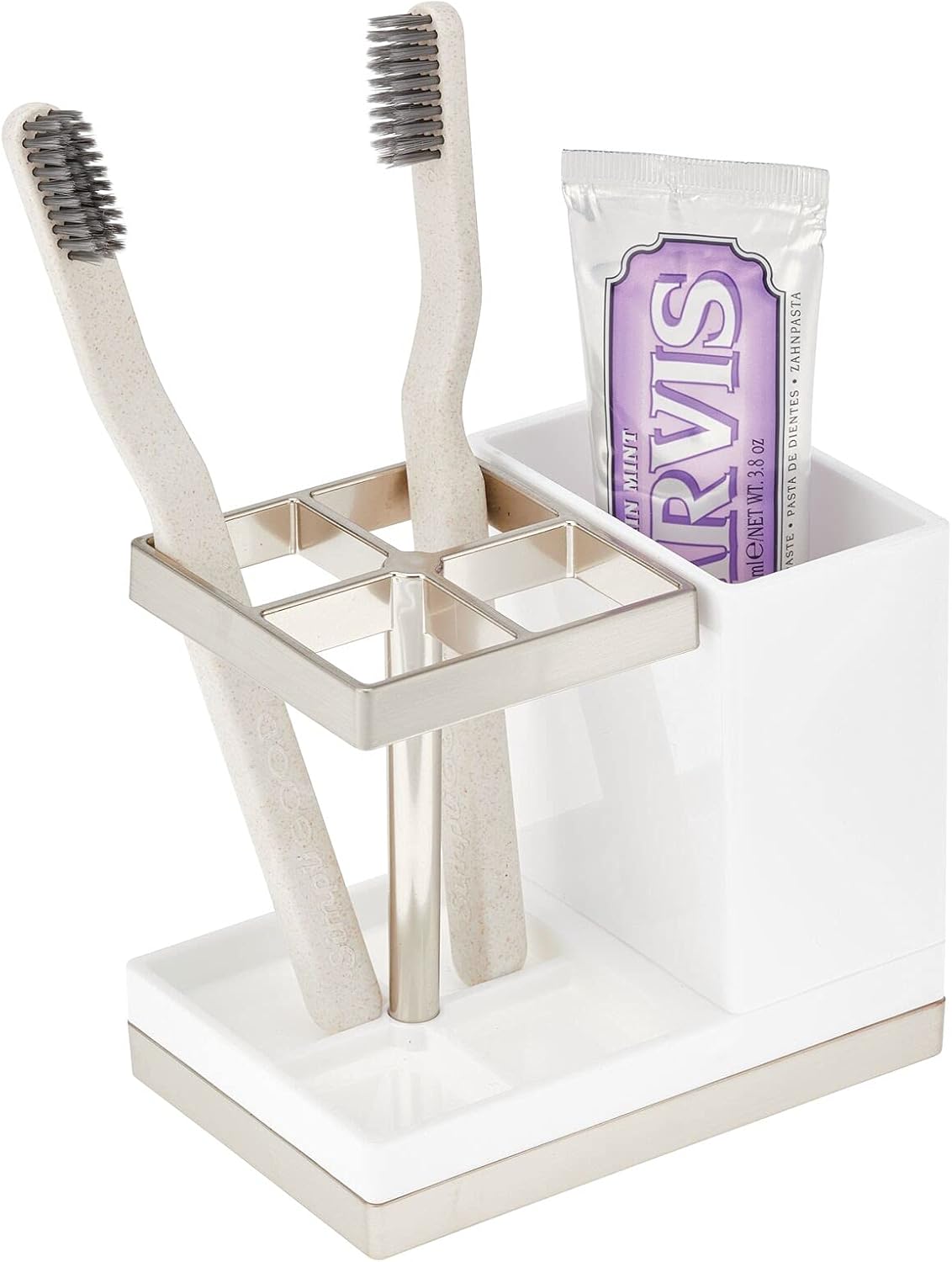 mDesign Free-Standing Toothbrush Holder – Toothbrush Stand with ...