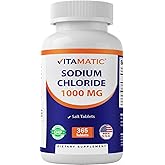 Amazon.com: NewVue Sodium Chloride 1000mg, 365 Tablets - Salt Tablets ...