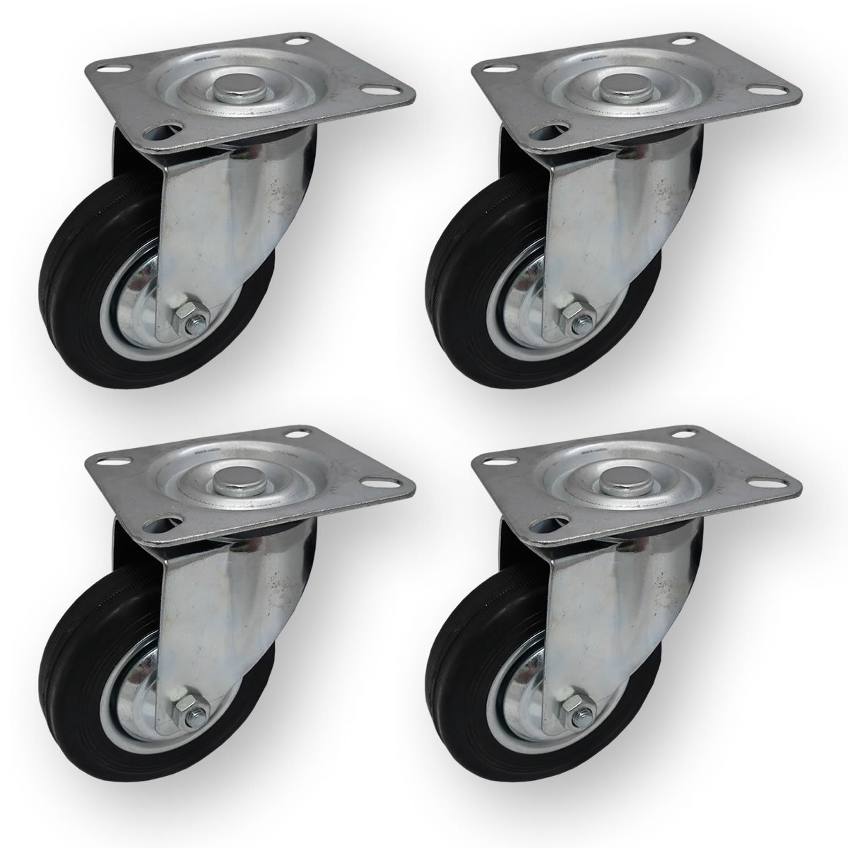 Pack of 8 Heavy Duty Swivel Rubber Castor Caster Wheels 75mm Industrial ...