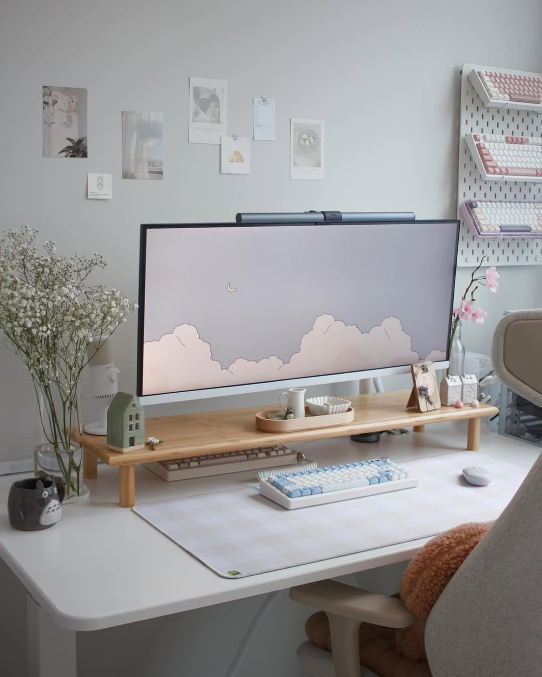 ROCDEER Bamboo Dual Monitor Shelf, Monitor Stand Riser with Underneath ...