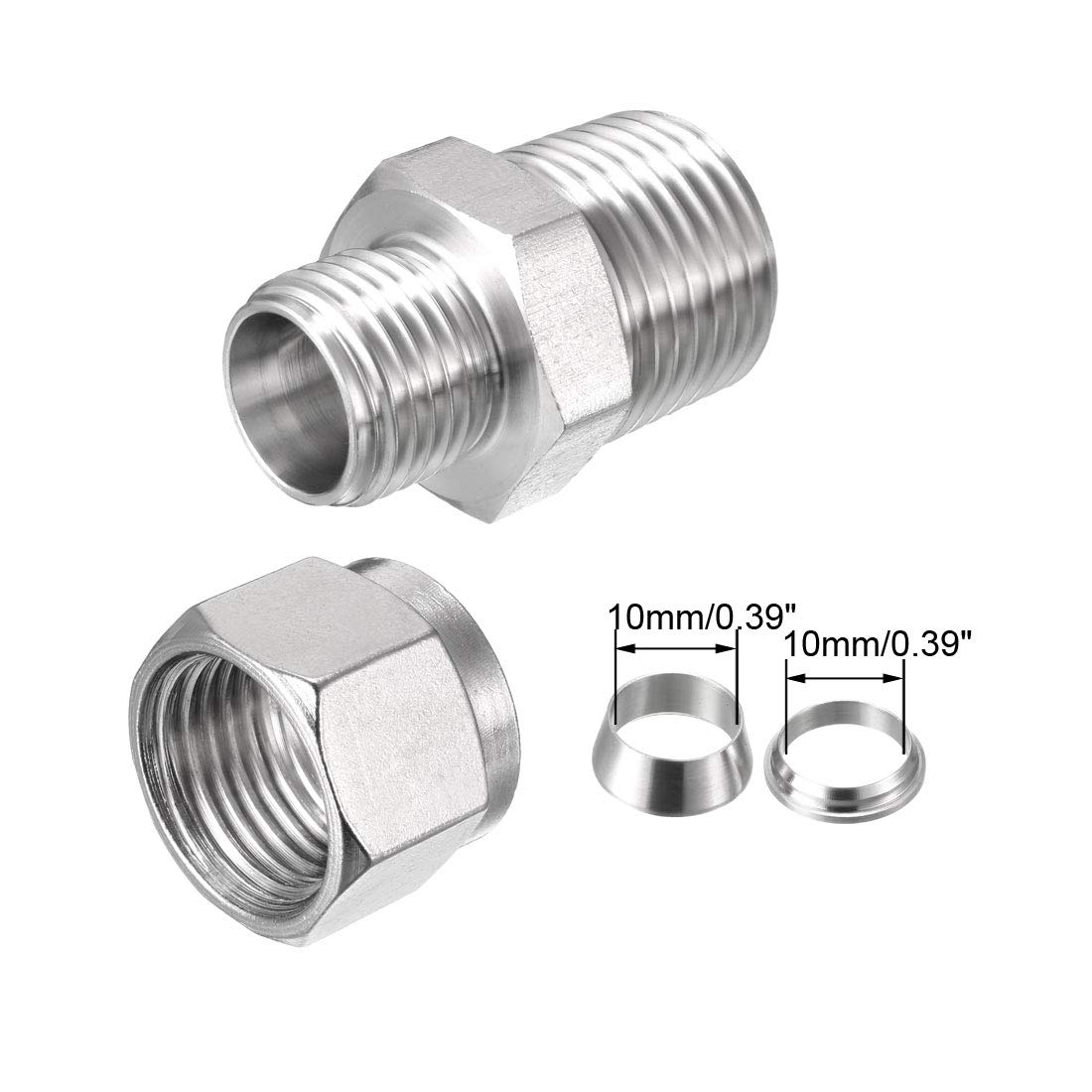 uxcell Stainless Steel Compression Tube Fitting 1/4-inch NPT Male x Ф8 Tube OD tillescenter ...