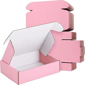Amazon.com : 50 Packs Pink Shipping Boxes Cardboard Corrugated Mailer ...