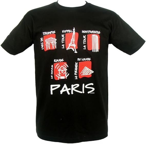 Souvenirs of France - Paris 'Multiviews' Men's T-Shirt - Black: Amazon ...