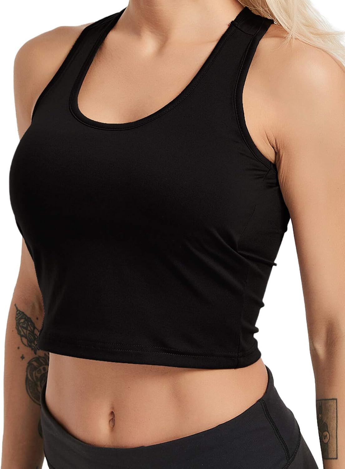 PRIESSEI Women s Crop Tank Tops With Built In Bra Sleeveless Racerback PRIESSEI Women s Crop Tank Tops With Built In Bra Sleeveless Racerback
