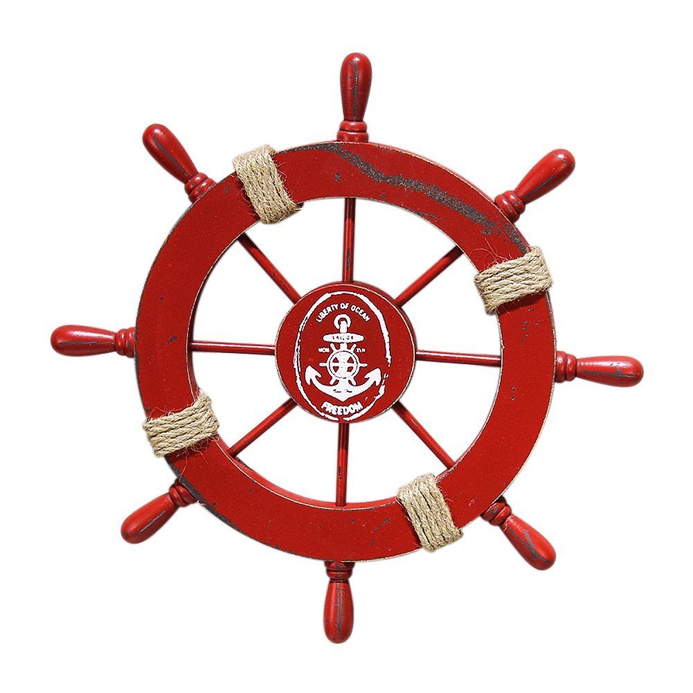 Madera decorativa de pared con diseño de timón de barco y red de pesca ...