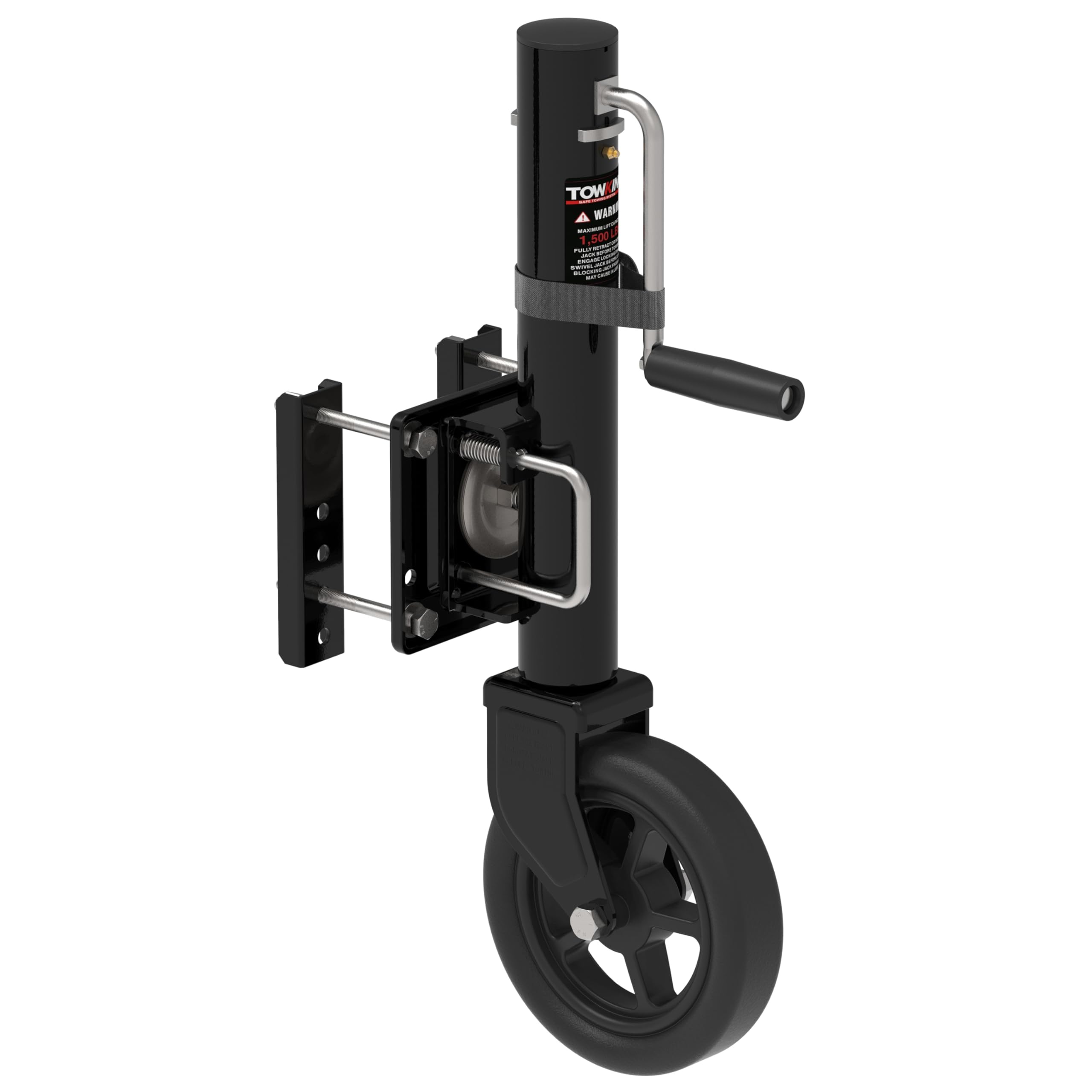 TOWKING 8" Spoke Wheel Trailer Jack, 10" Vertical Movement, 1500 lbs ...