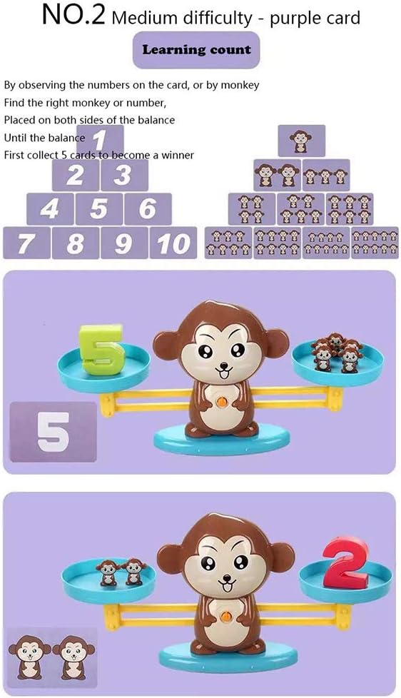 Mallalah Montessori Monkey Balance Games Math Interlock Toys Digital ...