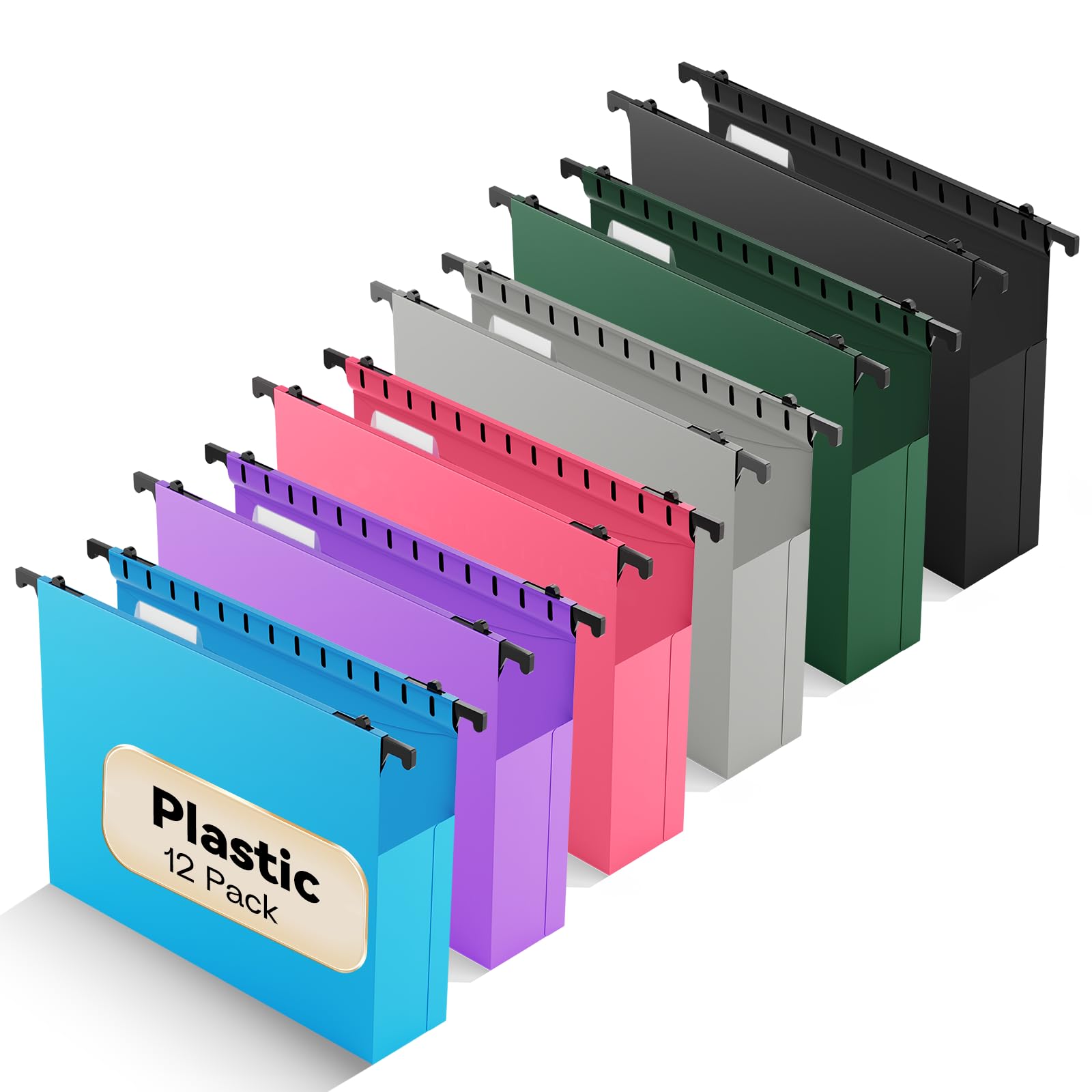 NORDUN Plastic Extra Capacity Hanging File Folder,12 Pack Expanding ...
