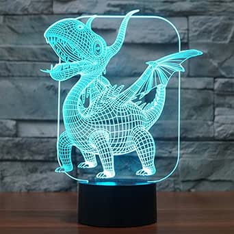 Dragon Night Light 3D LED Optical Illusion Table Lamp YKL WORLD Dragon ...