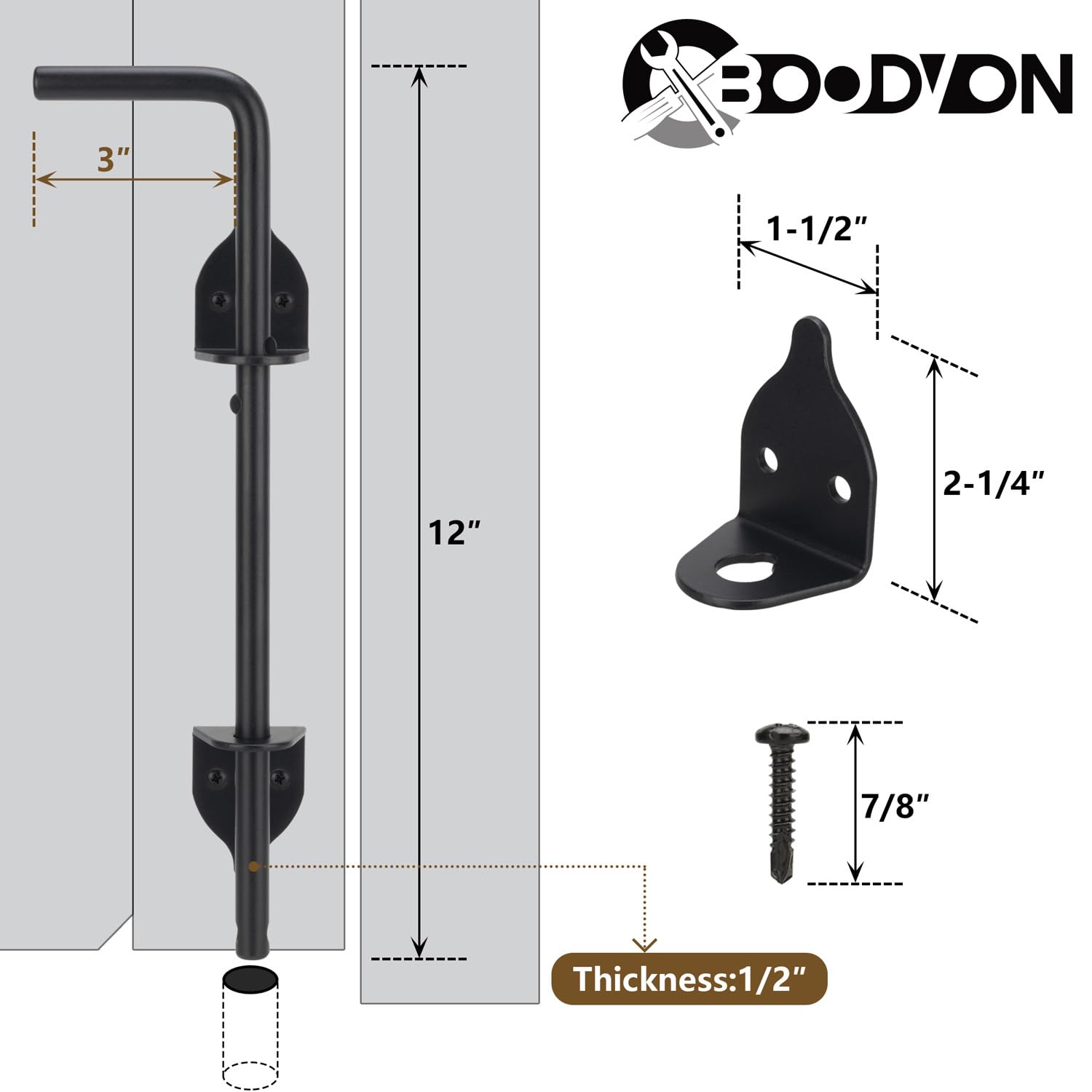 Mua 12 Inch Cane Bolt Gate Drop Rod Heavy Duty Gate Hardware, Gate ...