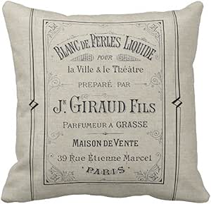 Amazon.com: Emvency Throw Pillow Cover Vintage Advertisement French ...