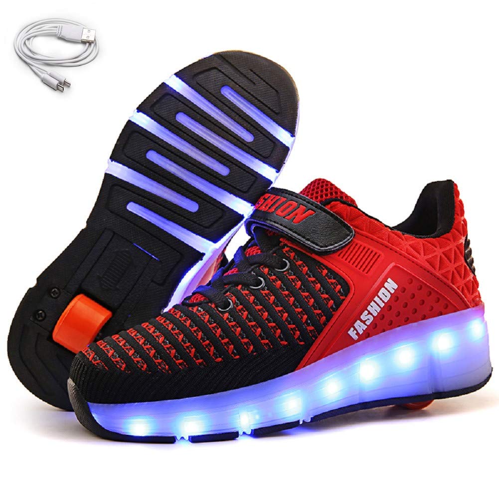 Ehauuo Kids Wheels Shoes with Lights Rechargeable Roller Skates Shoes ...