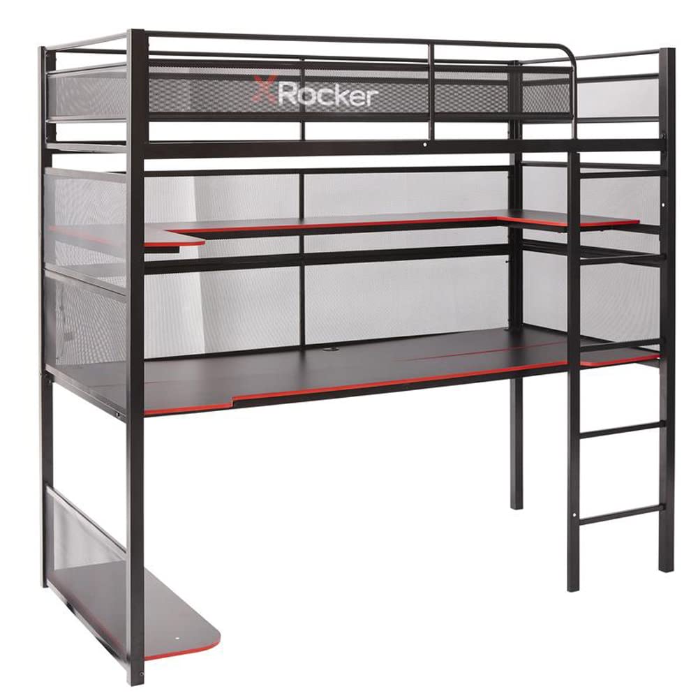 X Rocker Contra Mid-Sleeper Gaming Bed, with TV Mount and Safety Ladder ...