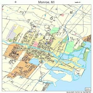 Amazon.com: Large Street & Road Map of Monroe, Michigan MI - Printed ...