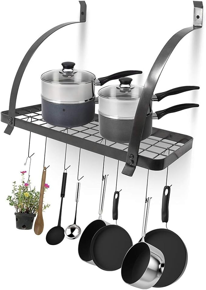 Ceiling Rack, Ceiling-Mounted Hanging Pan Rack, Pot & Pan Rack Hanging ...