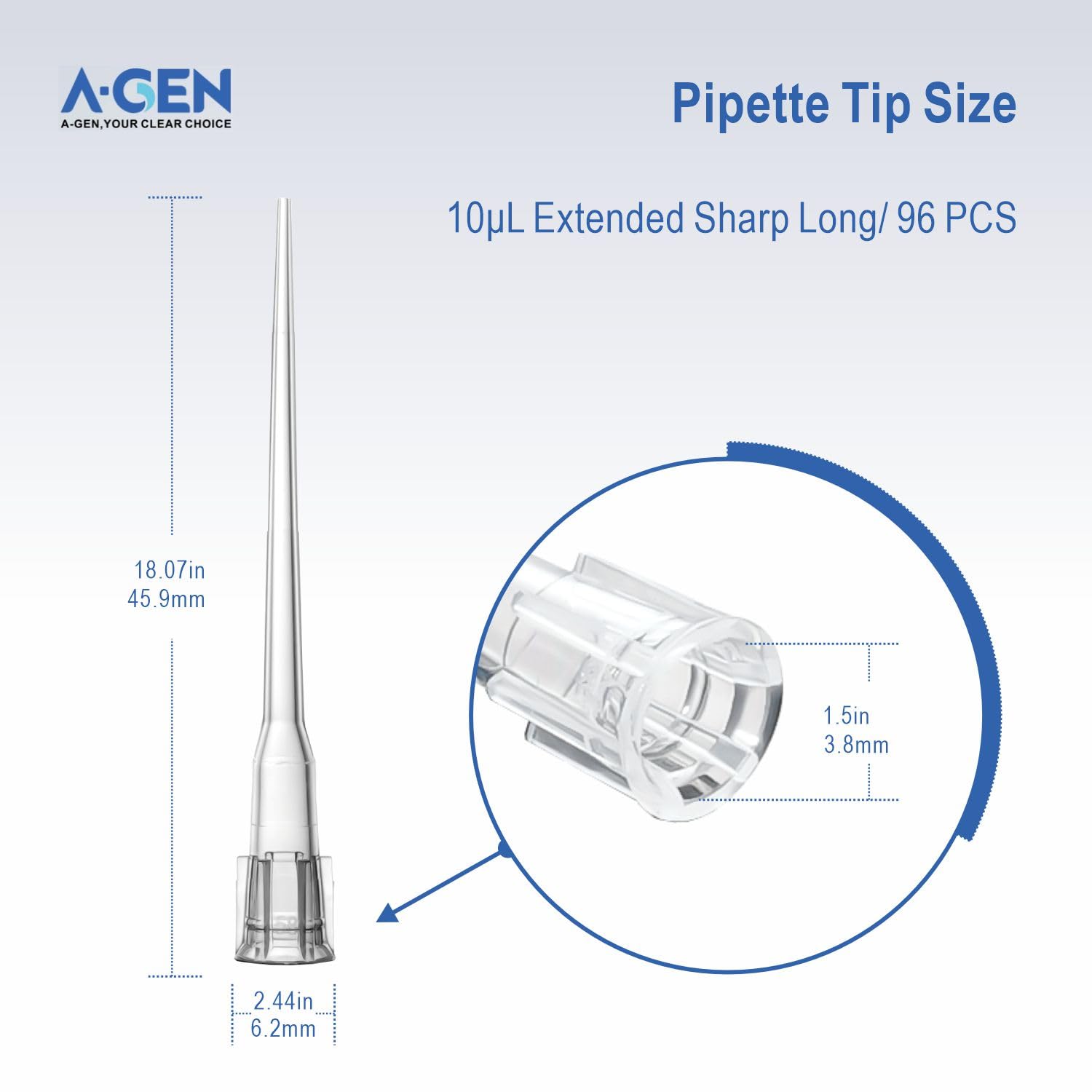 A-GEN 10uL Extended Universal Pipette Tips, Clear, Racked, 10ul Extra ...