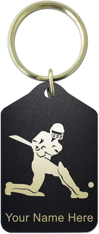Amazon.com : Keychain, Cricket Player, Personalized Engraving Included ...