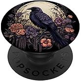 Amazon.com: Womens Aesthetic Raven, Halloween, mystical floral design V ...