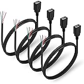 Amazon.com: ELNONE 2PCS USB Female Pigtail 2 Wire,0.3M/1Ft 20AWG USB 2. ...