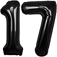 Amazon.com: 40 Inch Number 17 Balloon black Jumbo Giant Big Large ...