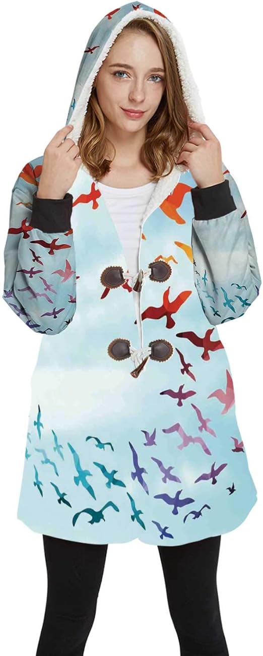 Amazon.com: Birds,Jacket for Women Plus Size,Colorful of Flying Birds ...