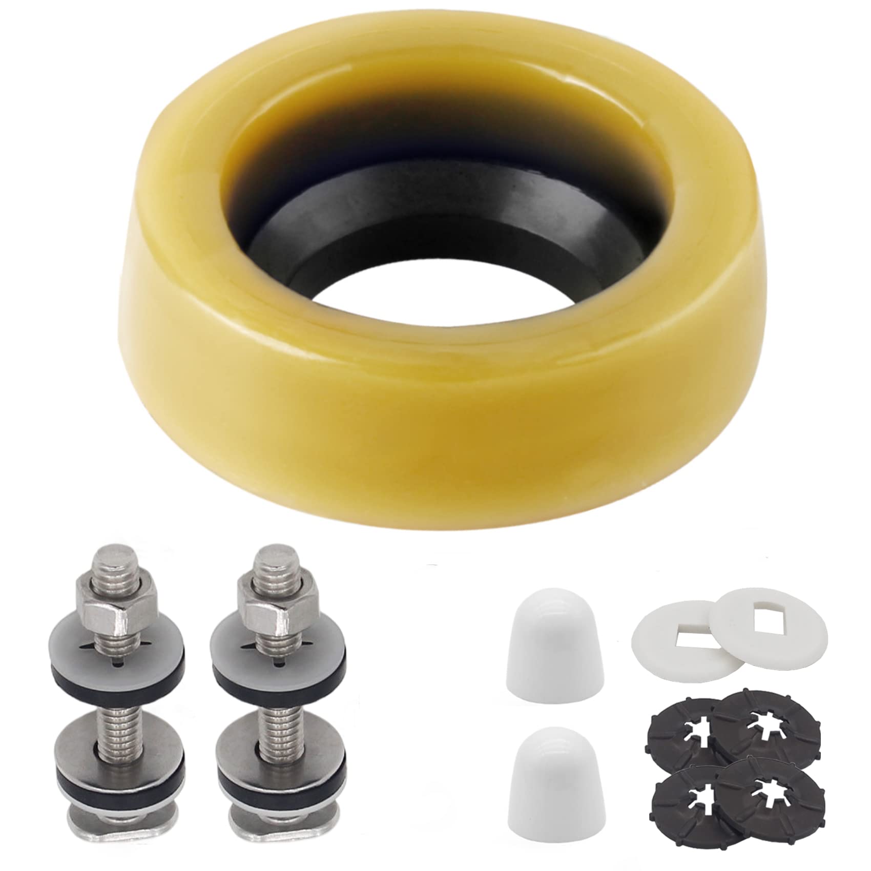 Toilet Wax Ring Kit,with Closet Bolts, Bolt Caps, PE Flange and Extra ...
