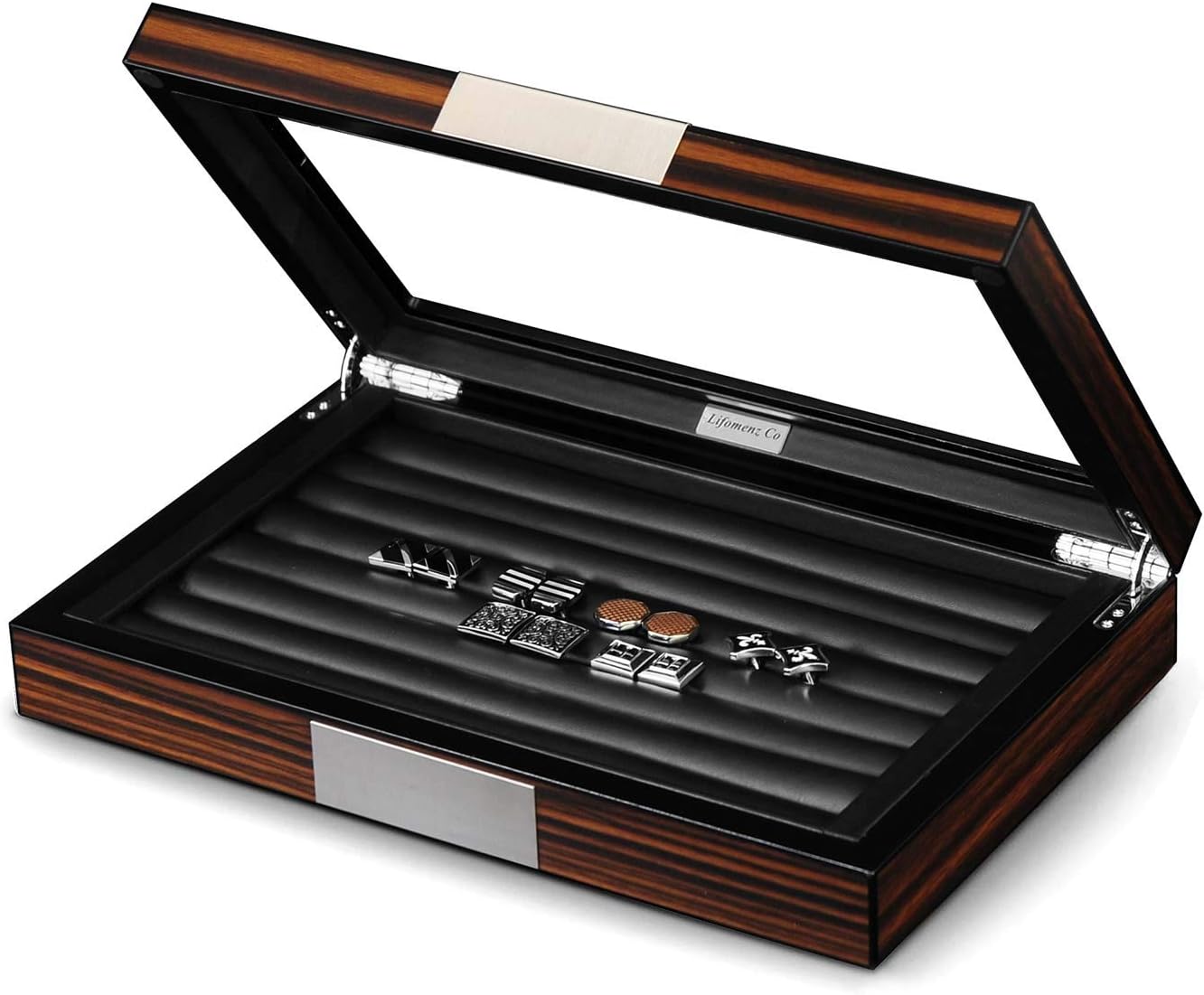 Amazon.com: Lifomenz Co Wood Cufflink Box with Glass Window Cufflink ...