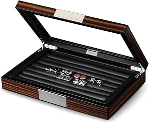 Amazon.com: Lifomenz Co Wood Cufflink Box with Glass Window Cufflink ...