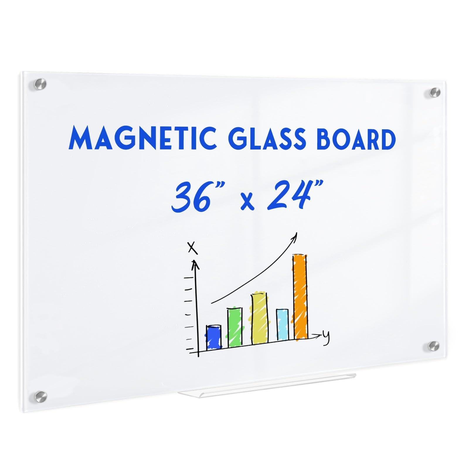QUEENLINK Magnetic Glass Whiteboard, 36" x 24" Glass Dry Erase Board ...