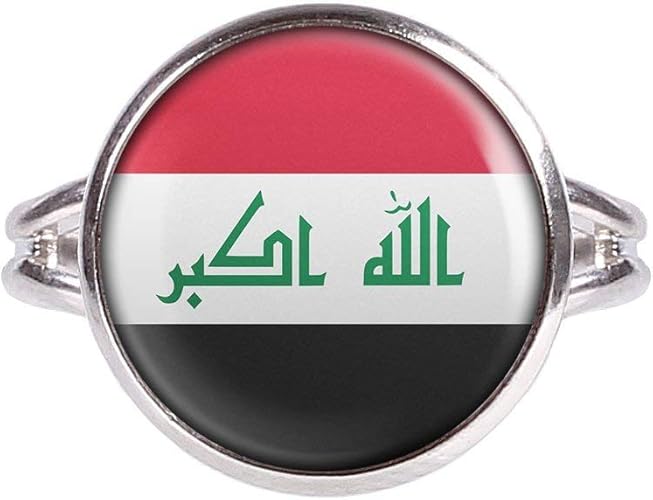 Mylery Ring with Cabochon Picture Iraq Iraq Baghdad Flag Silver 0.55 ...