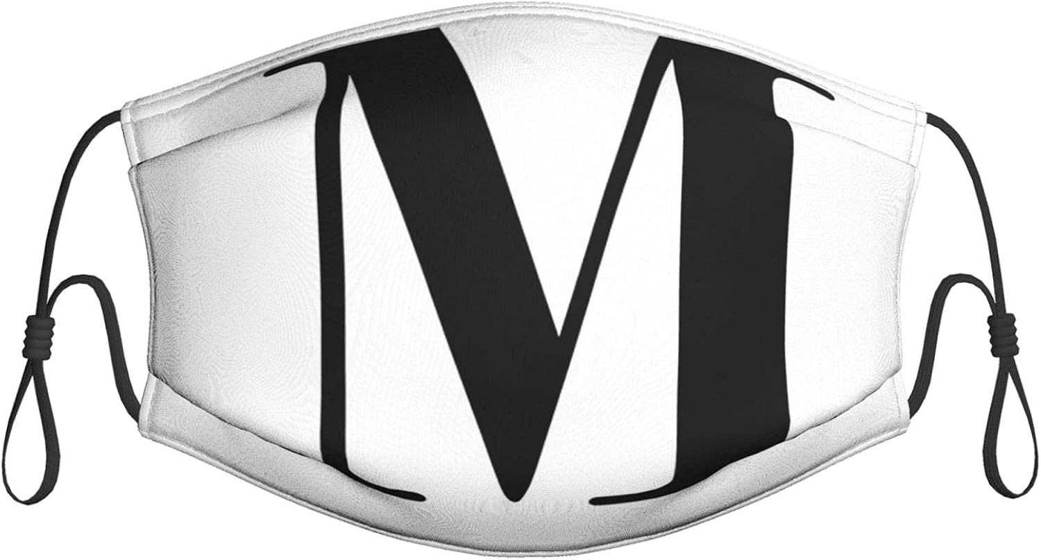 Letter M Monogram Initial Face M-Ask Comfortable Washable Reusable ...