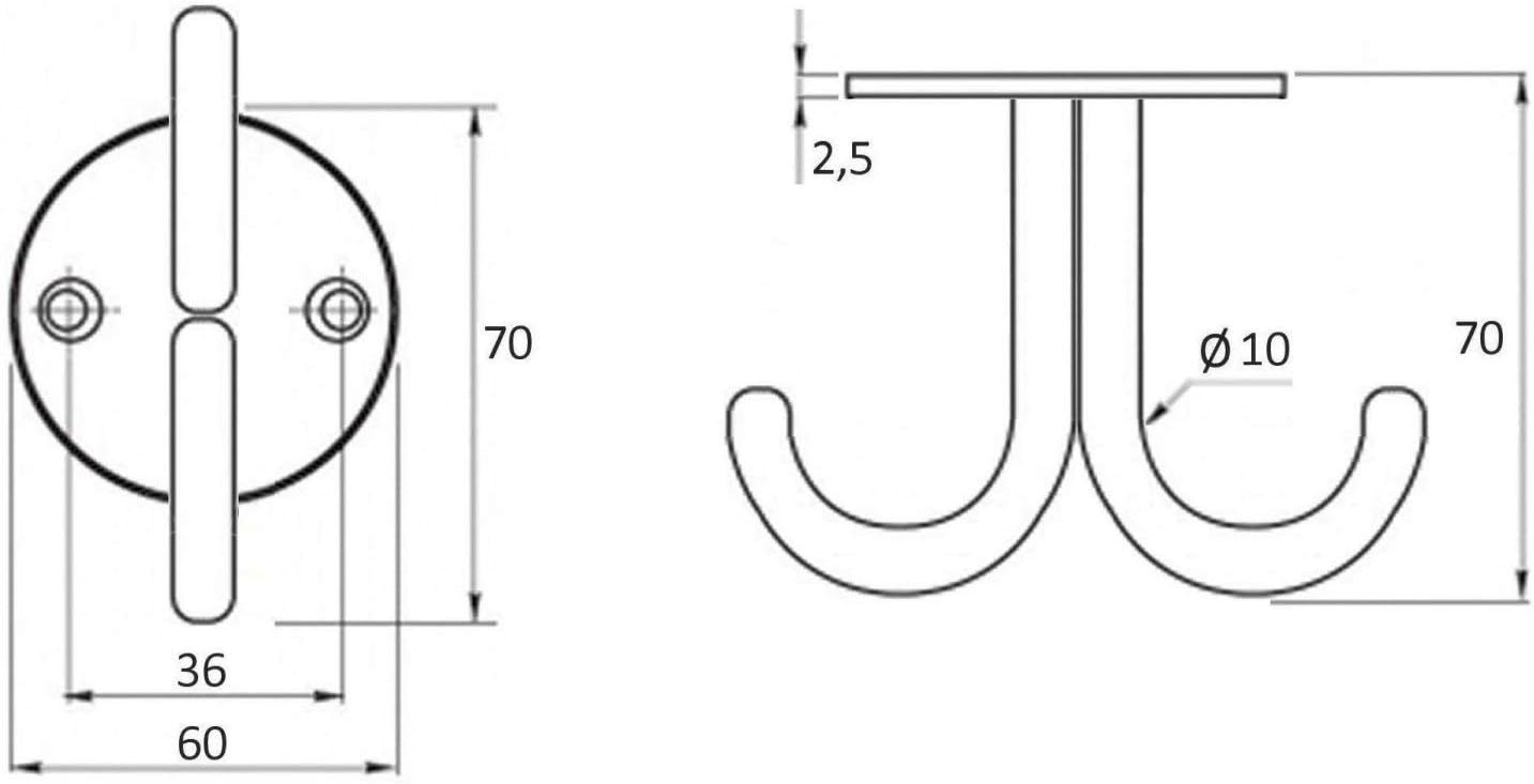 10 x SO-TECH® Undermount Hook with Two Hooks NELE II real Stainless ...