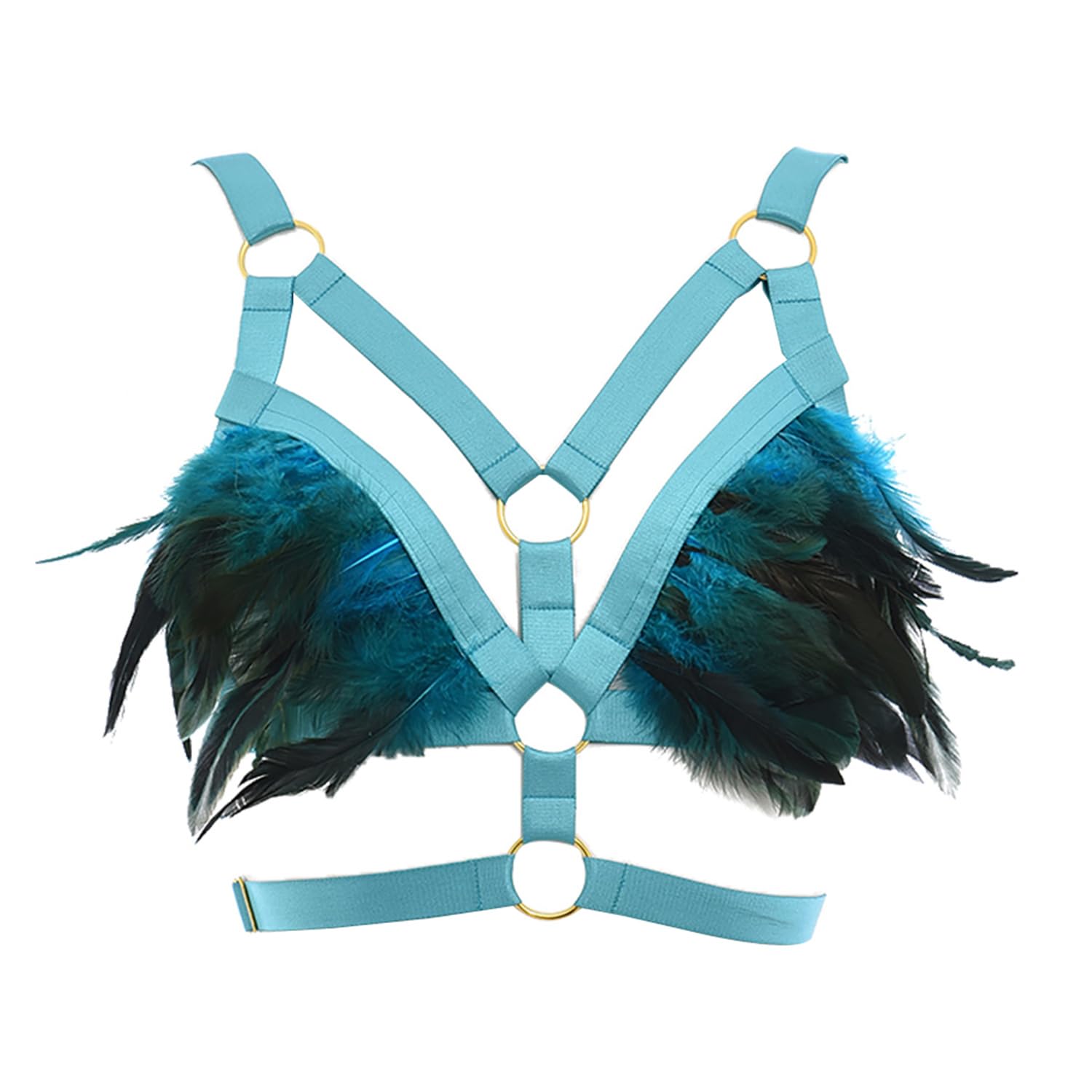 Women's Feathers Body Harness Bra Gothic Punk Rave Party Bralette ...
