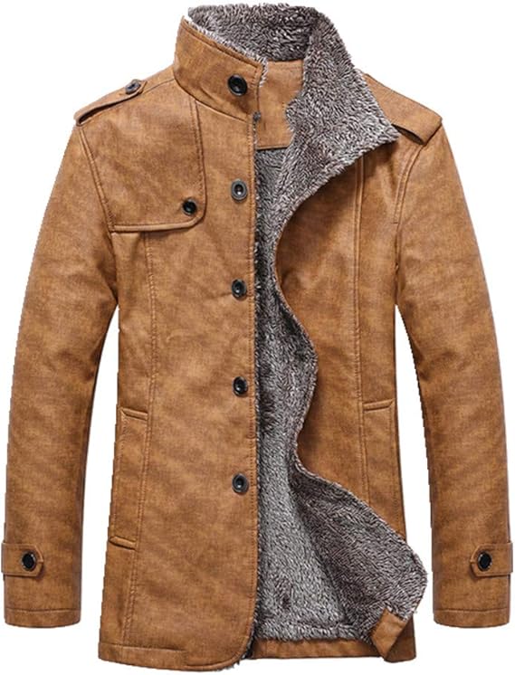 Genu, giacca da uomo a maniche lunghe in pelle sintetica PU slim giacca ...