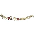 Amazon.com: Happy 70TH Anniversary Banner Sign Gold Paper Glitter Party ...