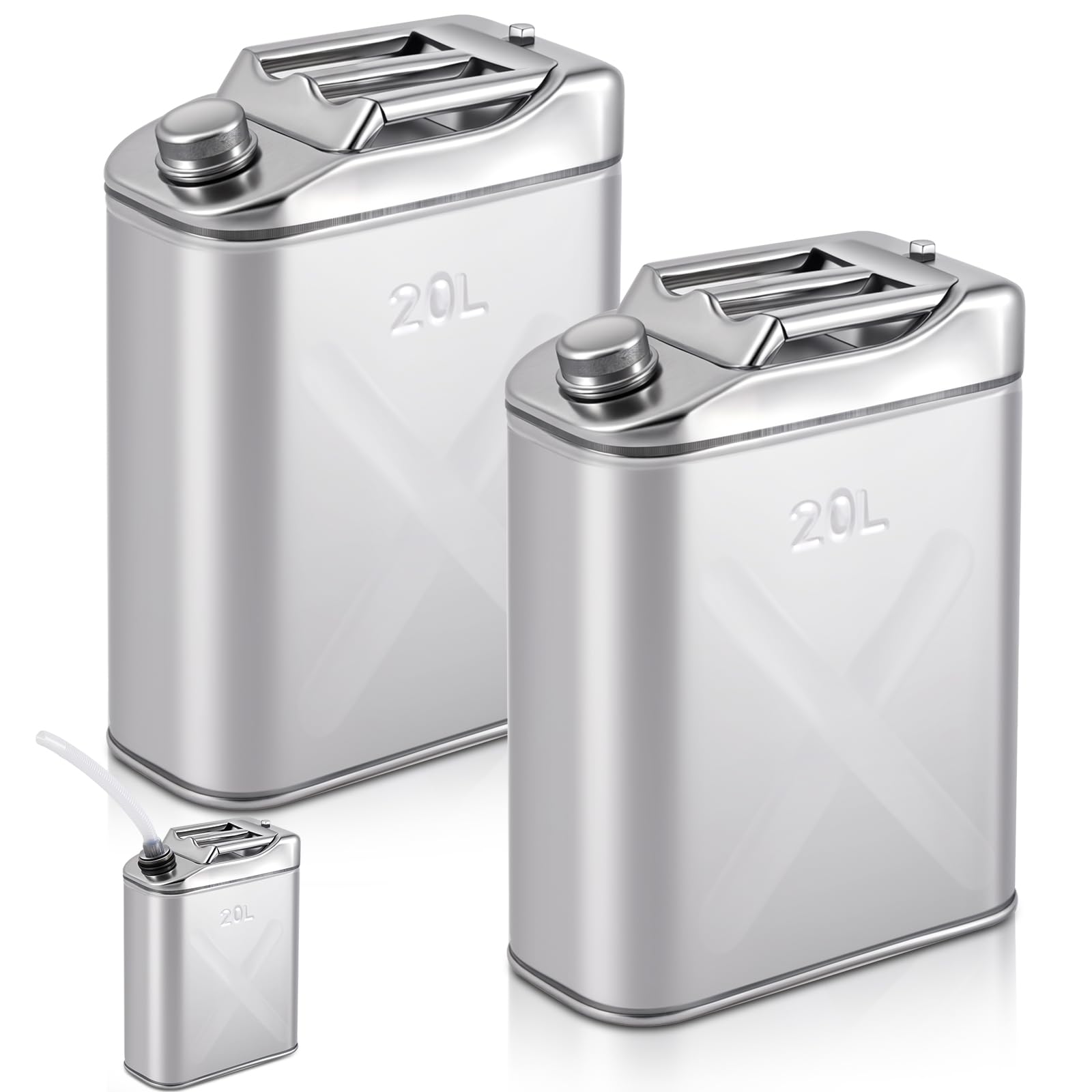 Blulu 2 Pcs 20-qt (5 Gallon) Stainless Cooking Oil Storage Can 13. 6" x ...
