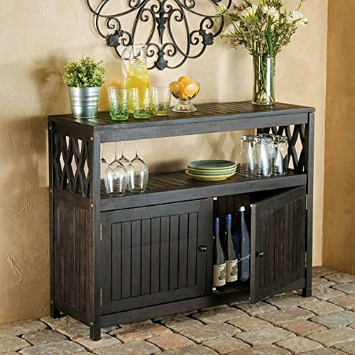 Buy Outdoor Rustic Espresso Brown Finish Eucalyptus Wood Buffet Server ...