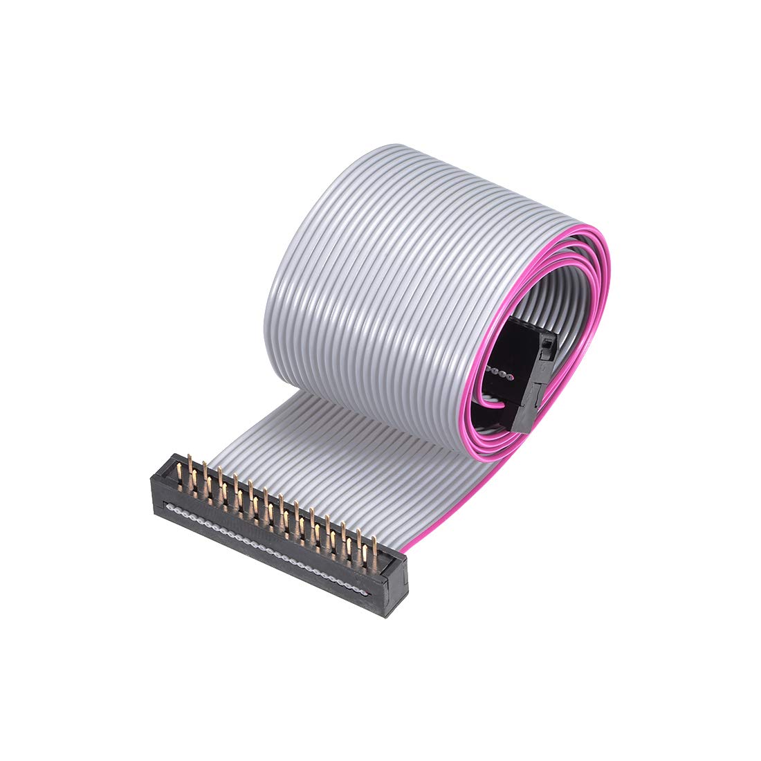 uxcell IDC Wire Flat Ribbon Cable FC/FD Connector A-Type 26Pins 2.54mm Pitch 0.5m Length Gray ...