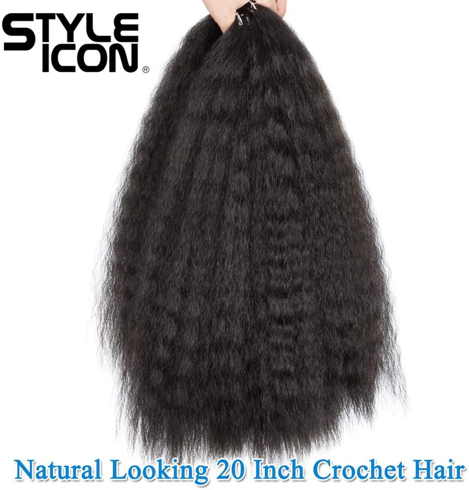 Style Icon Yaki Straight Textured 20” Crochet Hair 5 Bundles Long ...