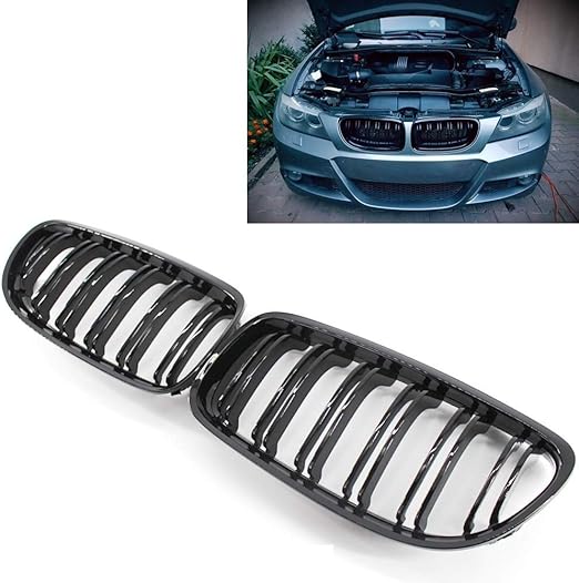 Car Front & Radiator Grilles 1Pair Front Black Dual Gloss Racing Grille ...