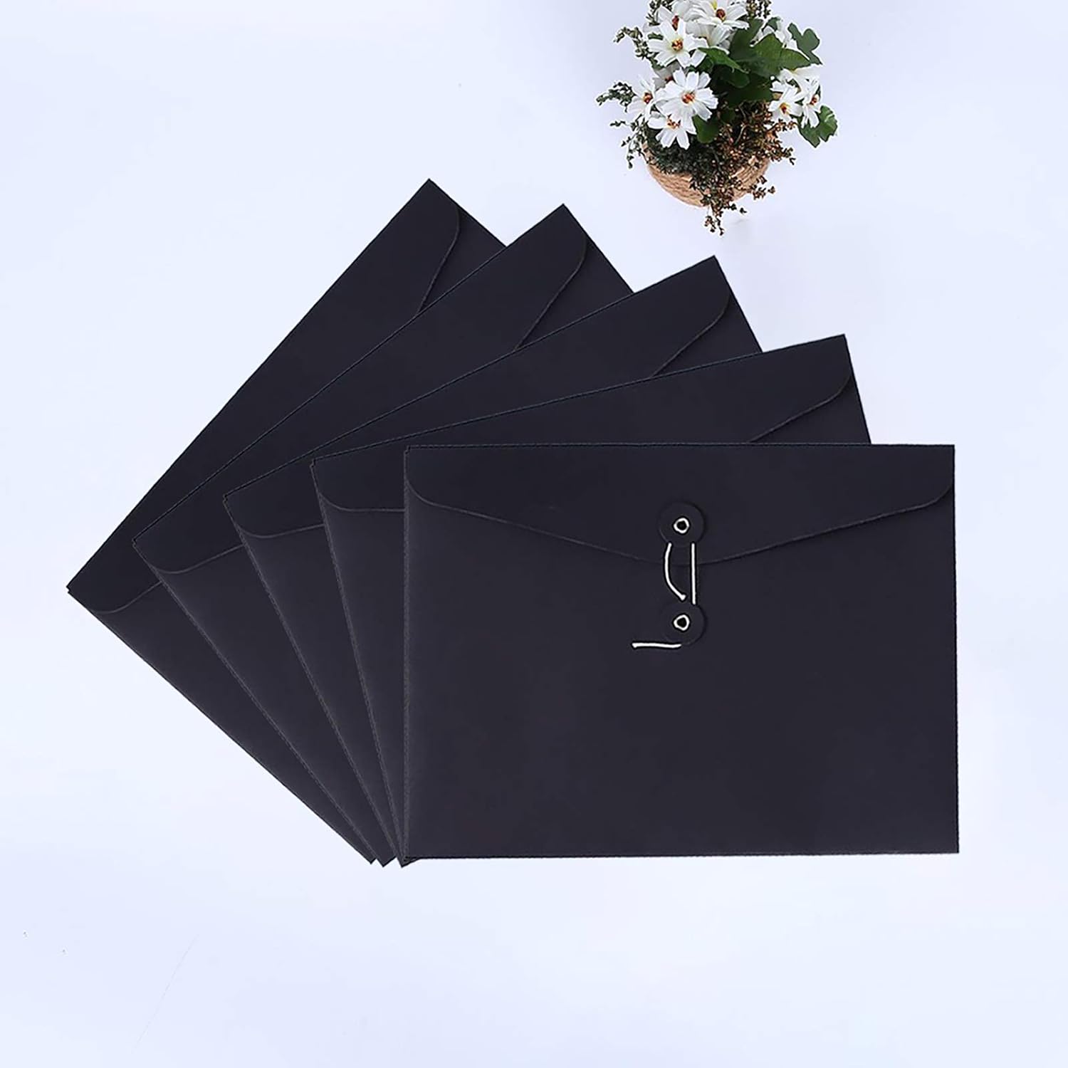 VANRA 5 Packs A4 Folders,Kraft Paper A4 Envelopes Document Wallets for Paperwork with String ...