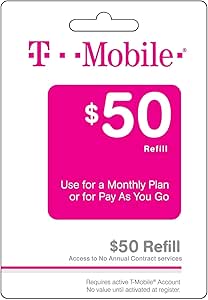Amazon T Mobile To Go Prepaid 50 Refill Card