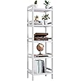 Amazon.com: HITNET 5 Tier Bamboo Shelf, Tall Narrow Bookcase, Freestanding Bathroom Storage Unit ...