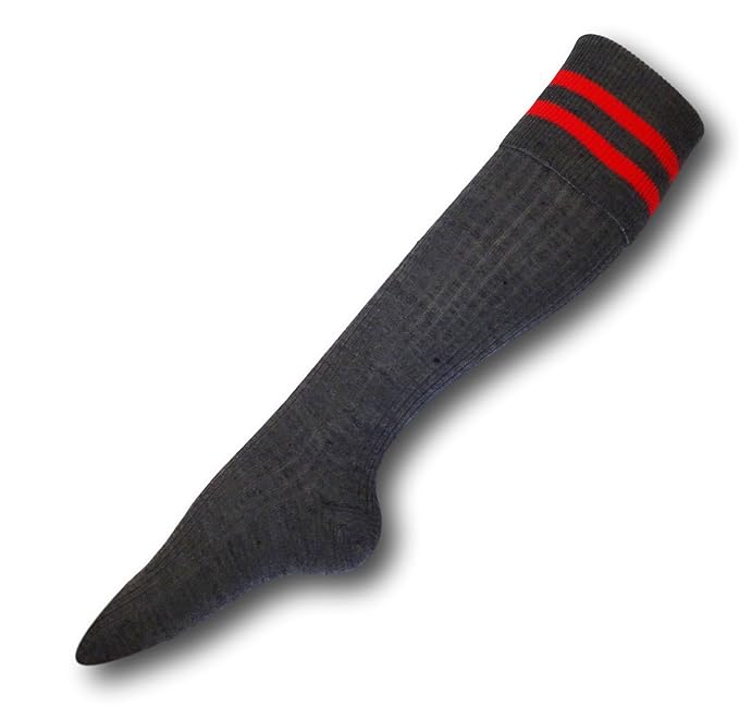 Knee Length Grey School Socks With Red Trim: Amazon.co.uk: Clothing