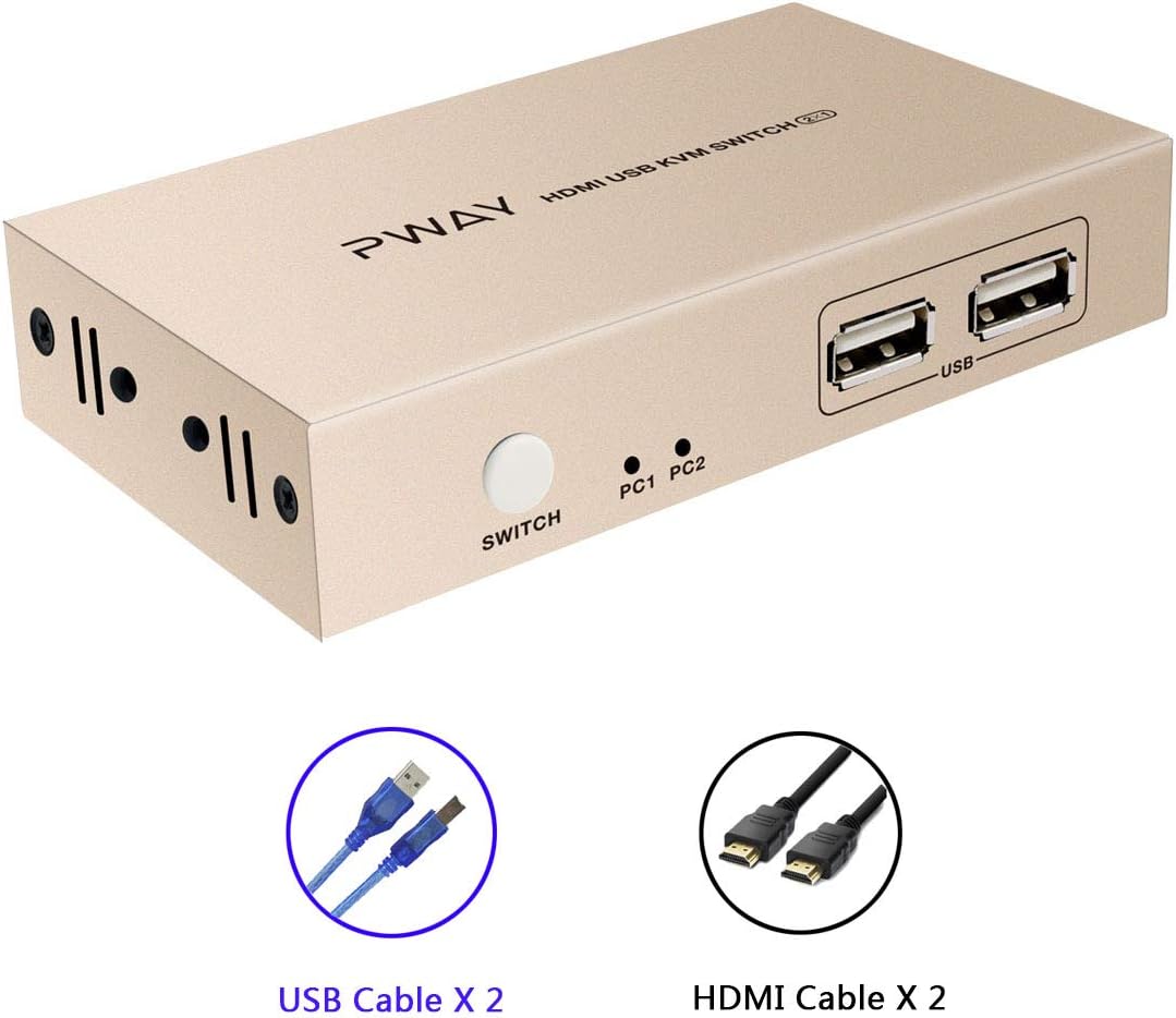 PWAY HDMI KVM Switch 2 Port 4K*2K@30 Hz Y: U: V4: 4: 4 con 2 Pezzi 5 ...