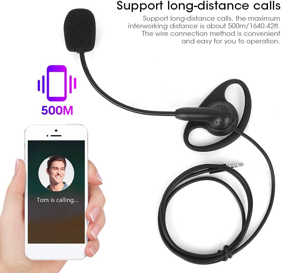 Hopcd Motorcycle Intercom Headset, 3.5mm Ear Hook Two-way Radio ...