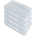 Amazon.com: Thintinick 4 Pack Rectangular Clear Plastic Storage Containers Box with Hinged Lid ...