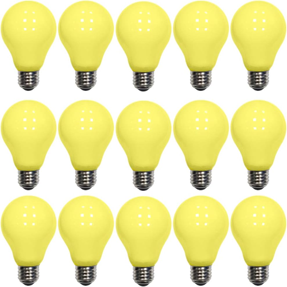 LED 8W Yellow Bug Light, UL and DLC Listed, Non dimmable (A21, 15 PACK ...