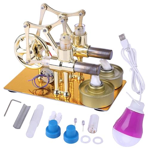 HMANE Metal Hot Double Cylinder Stirling Engine Model Bulb External ...